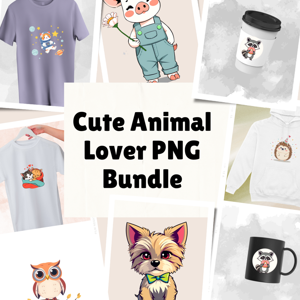 Cute Animal Lover PNG Bundle – 15 Adorable Transparent Stickers | Just ...
