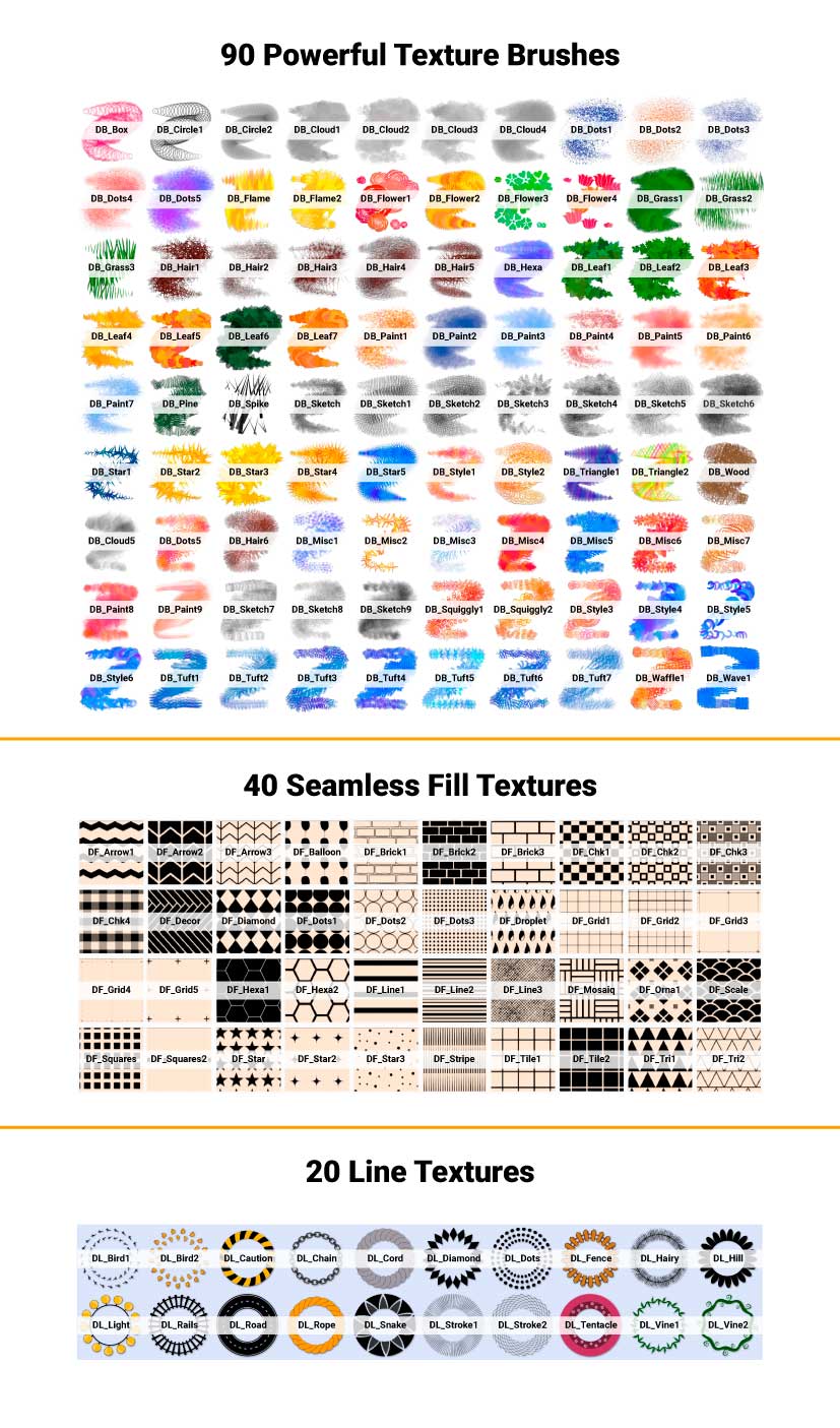 150 Grease Pencil Texture Brushes | Paint in Blender