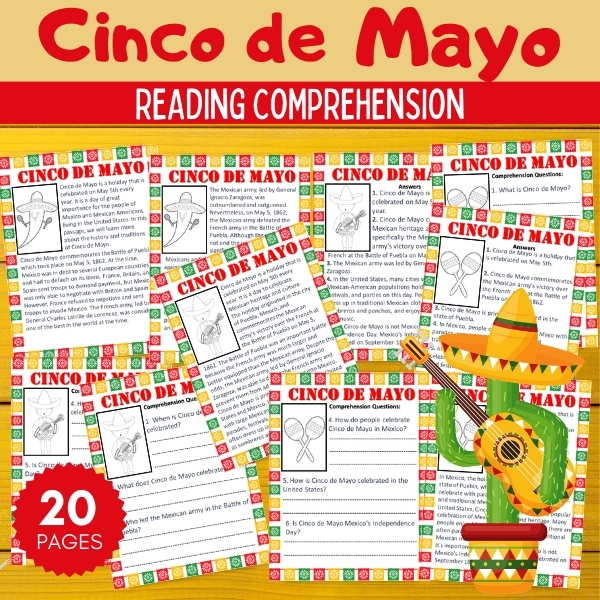 Cinco De Mayo Reading Comprehension Passage with Answers - Fun May ...