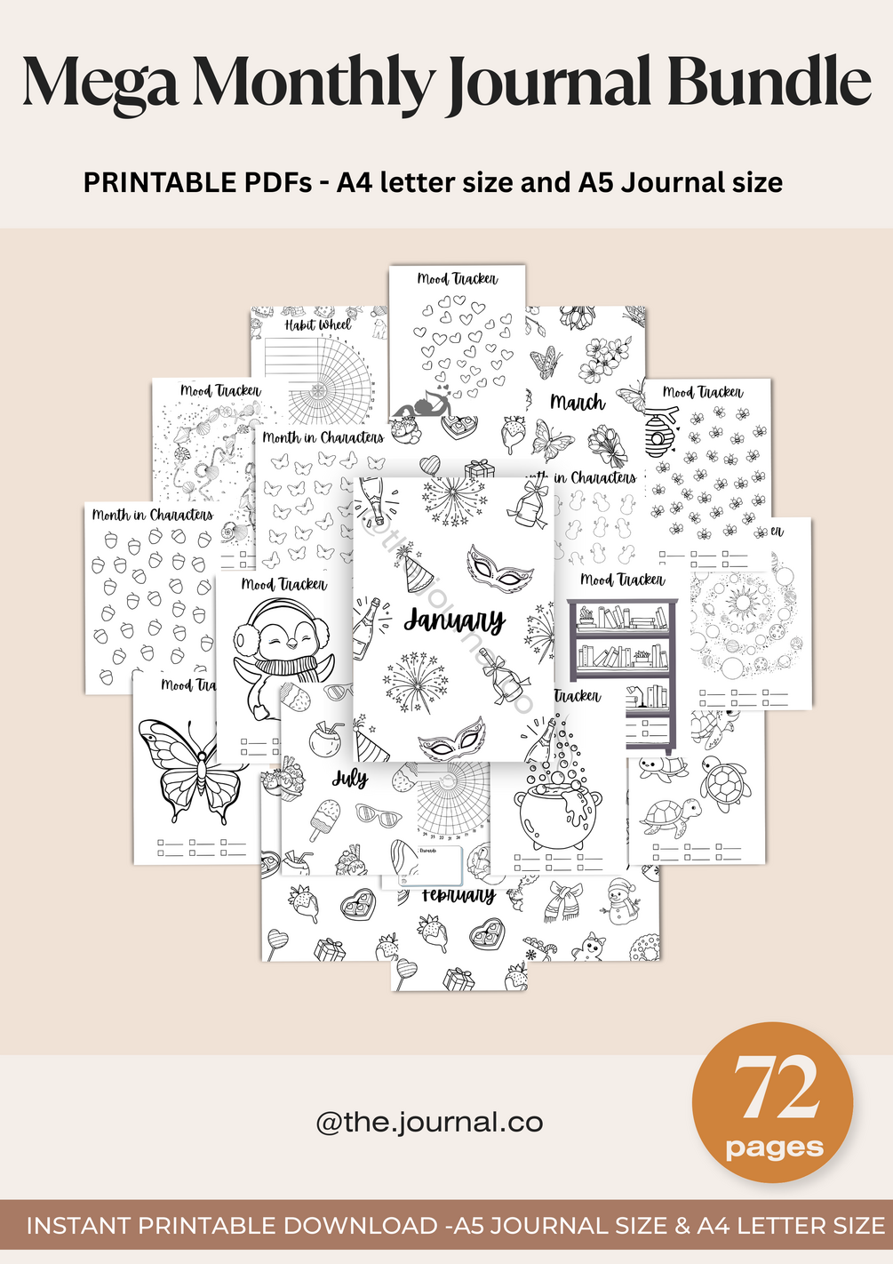 Monthly Mega Journal Bundle 72 Pages - Printable PDF(s)