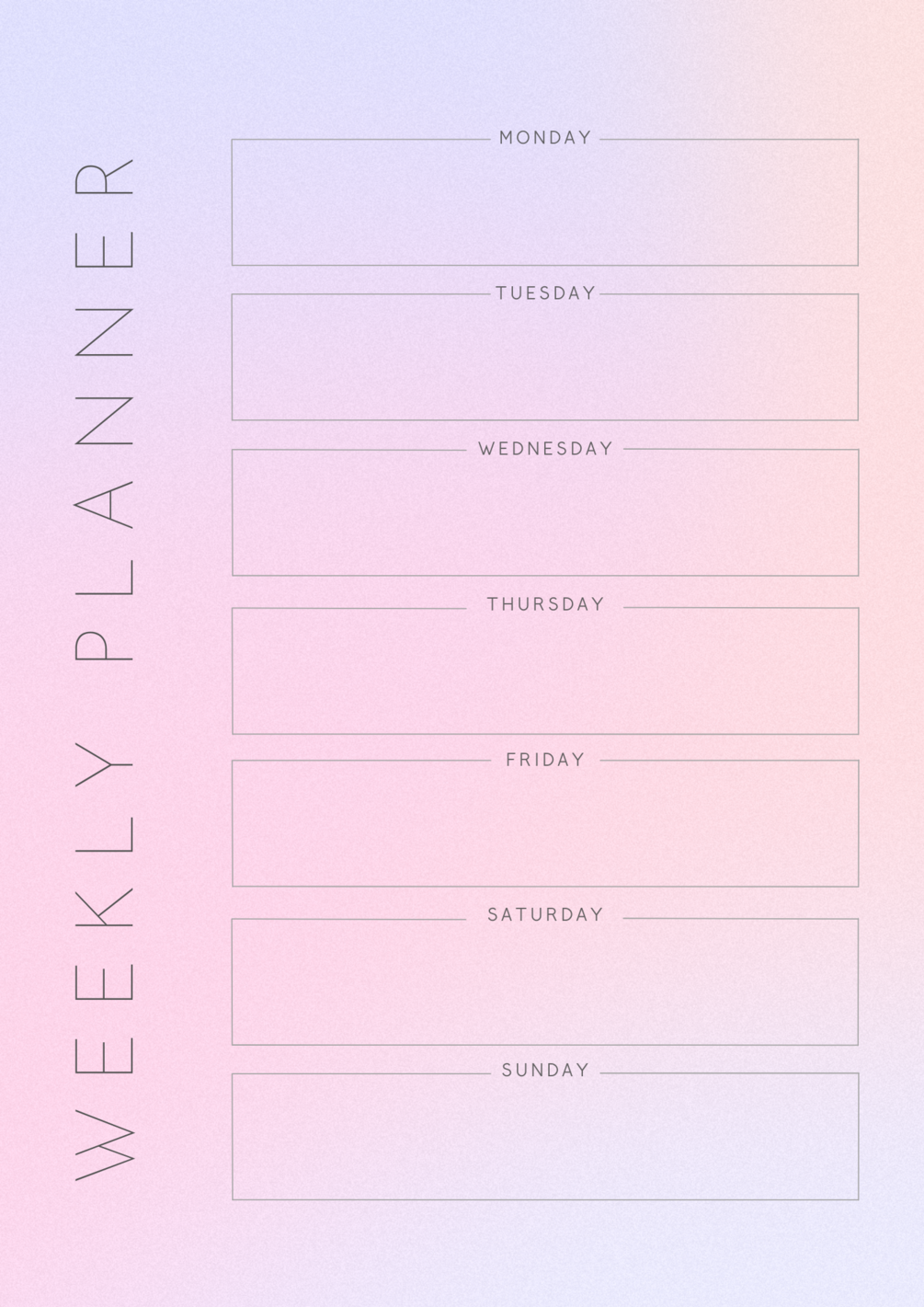 Pink & Purple Gradient Weekly Planner