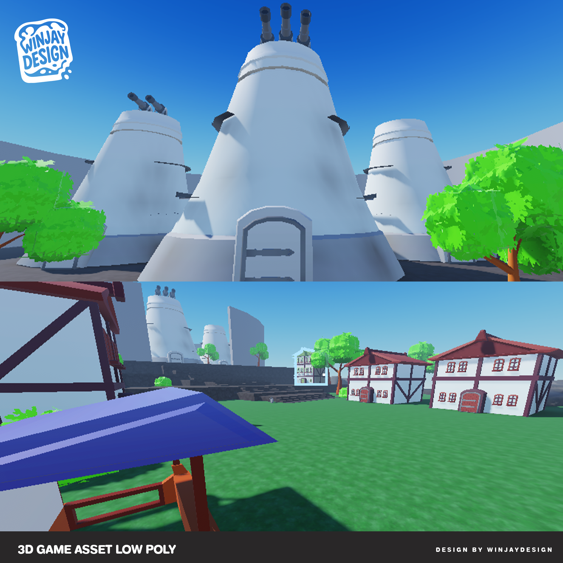 3D Starter Pack Game Asset – Free model : Design by winjaydesign. EP 1