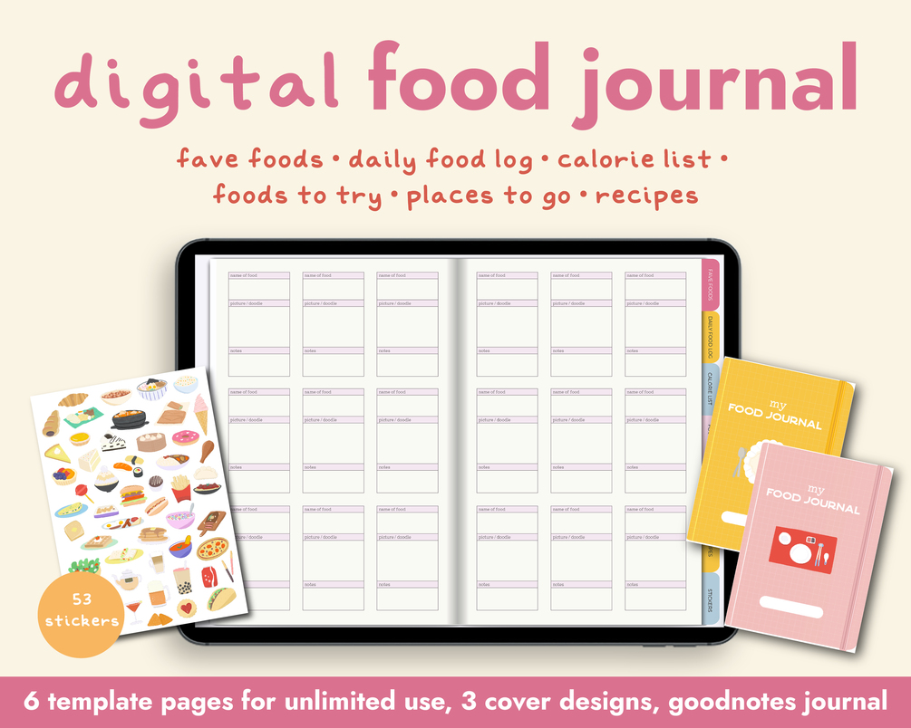 Digital Food Journal for Goodnotes Meal Planner Favourite Foods Cute ...