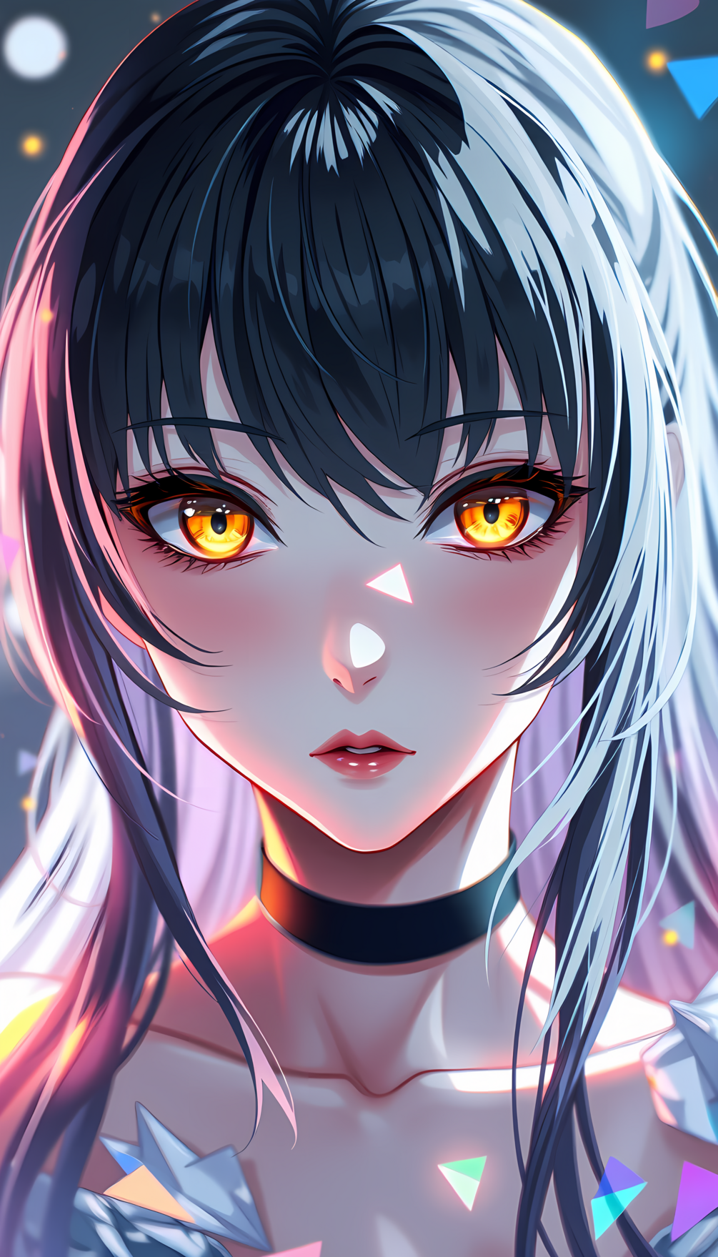 Anime Girl with Reflective Eyes and Hair