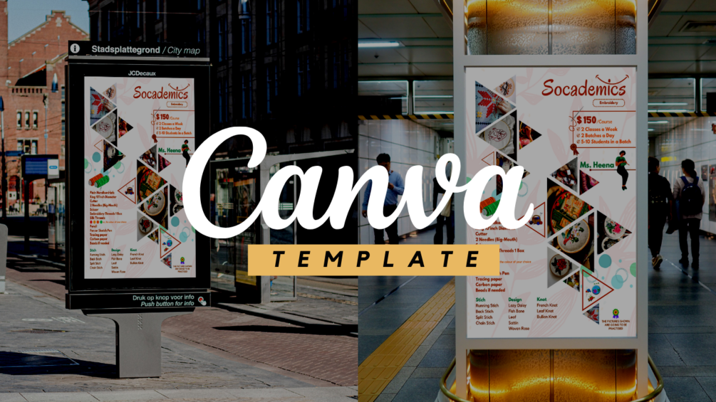 Embroidery Course Poster A4 - Canva Template