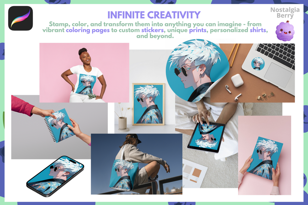 This 200+ male anime head stamp set for Procreate is perfect for ...