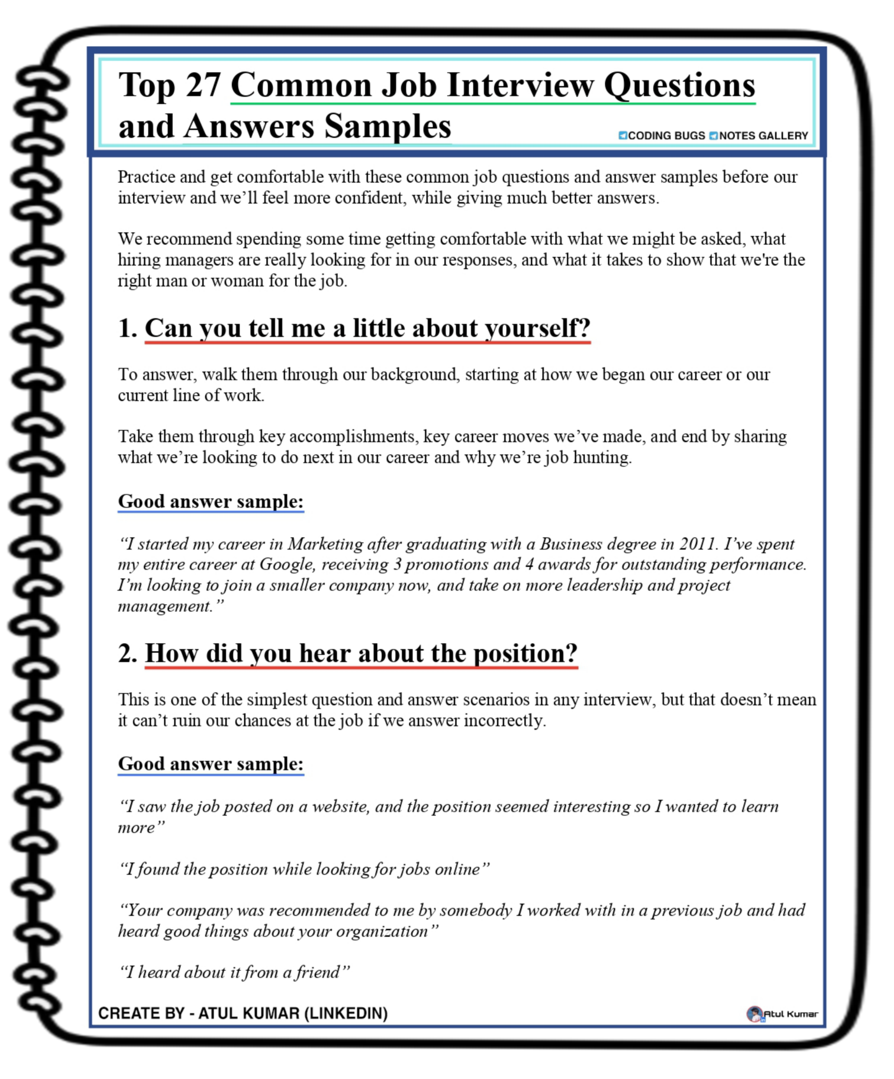 Top 27 Interview Questions & Answer (Most Asked)