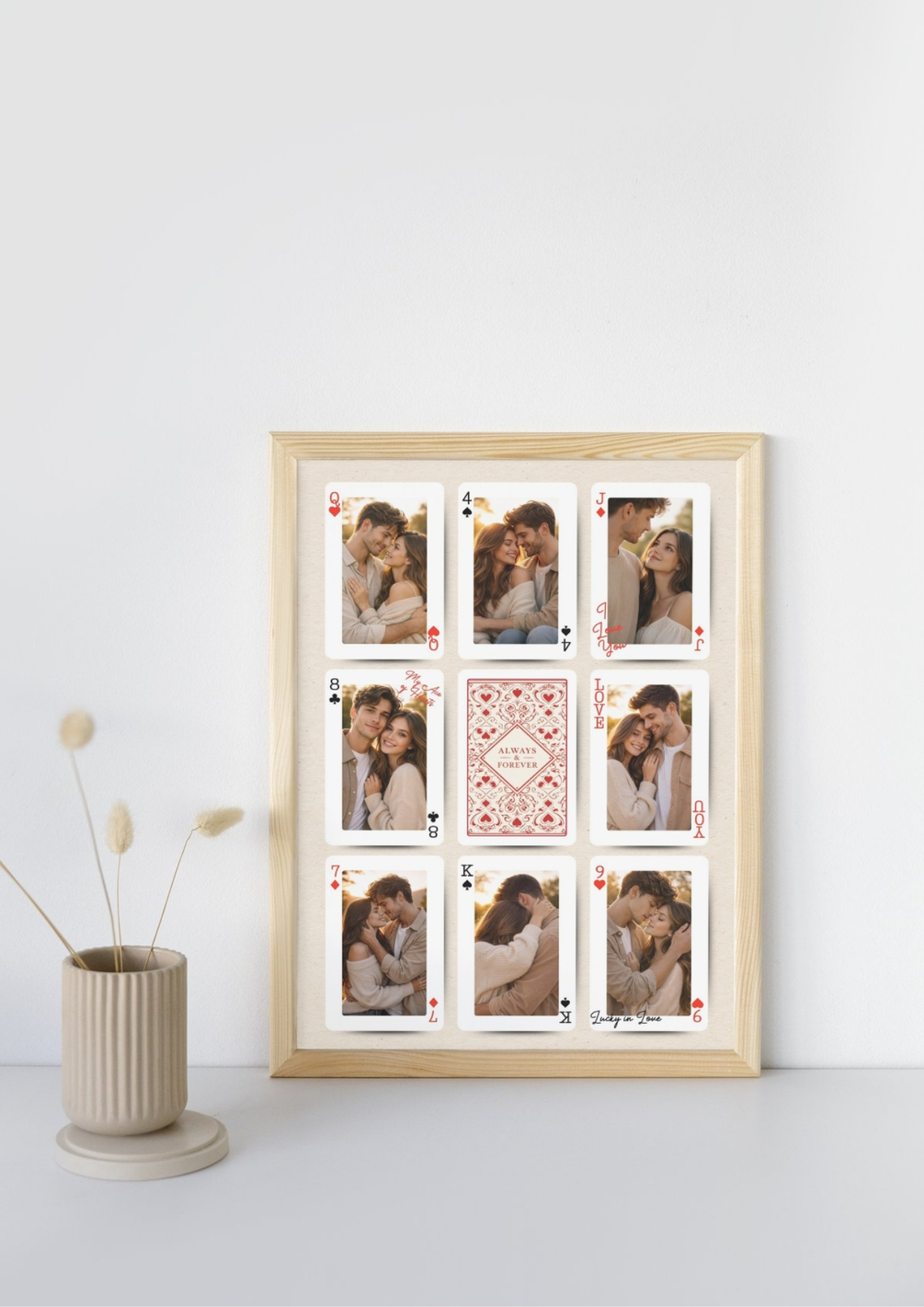 Personalized Couple Playing Card Photo Collage Frame - Editable Canva ...