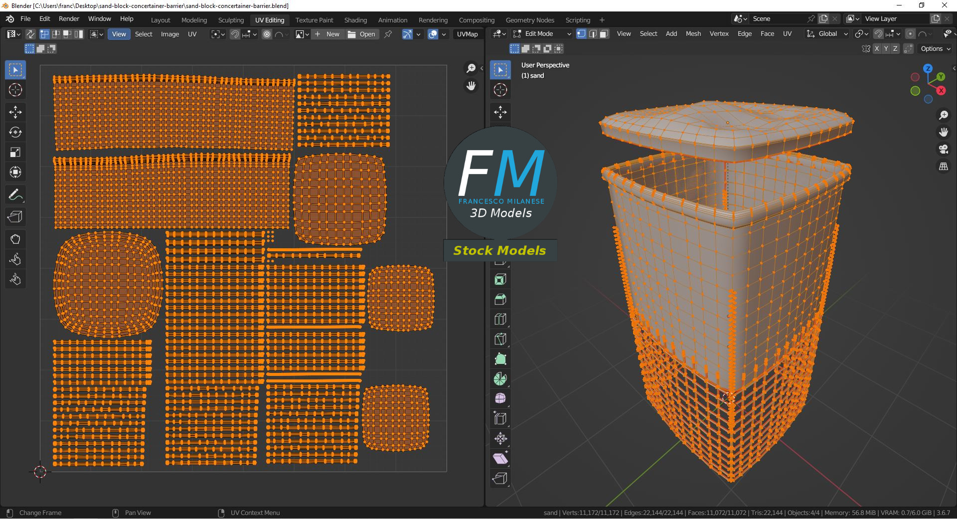 3D MODEL - Sand block concertainer barrier