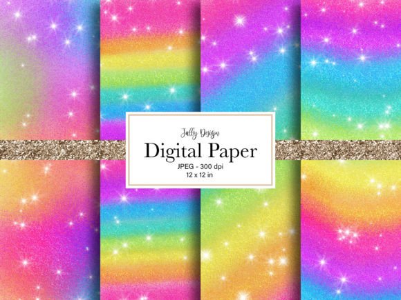 Beautiful Rainbow Digital Paper Bundle More than 156 Graphics