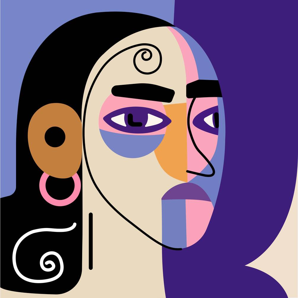 Flat design portrait with abstract shapes 18