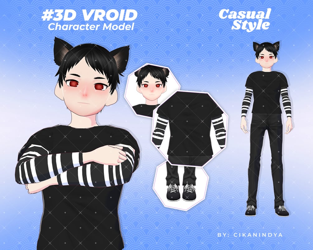 Futuristic 3D Vroid Model Anime Male Kokujin for Cutting-Edge Streamers ...