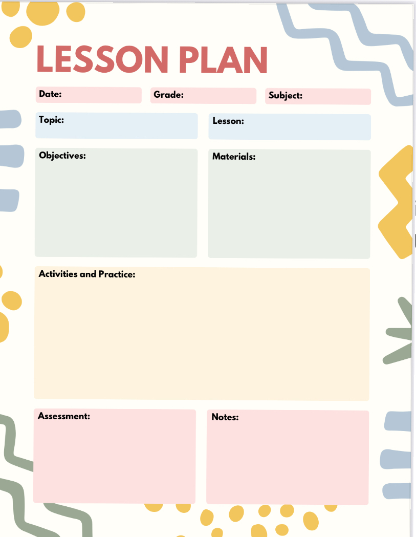 Lesson plan template