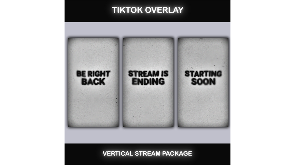 TikTok Live Overlay Pack, Vertical Animated Black & White Grunge Stream ...