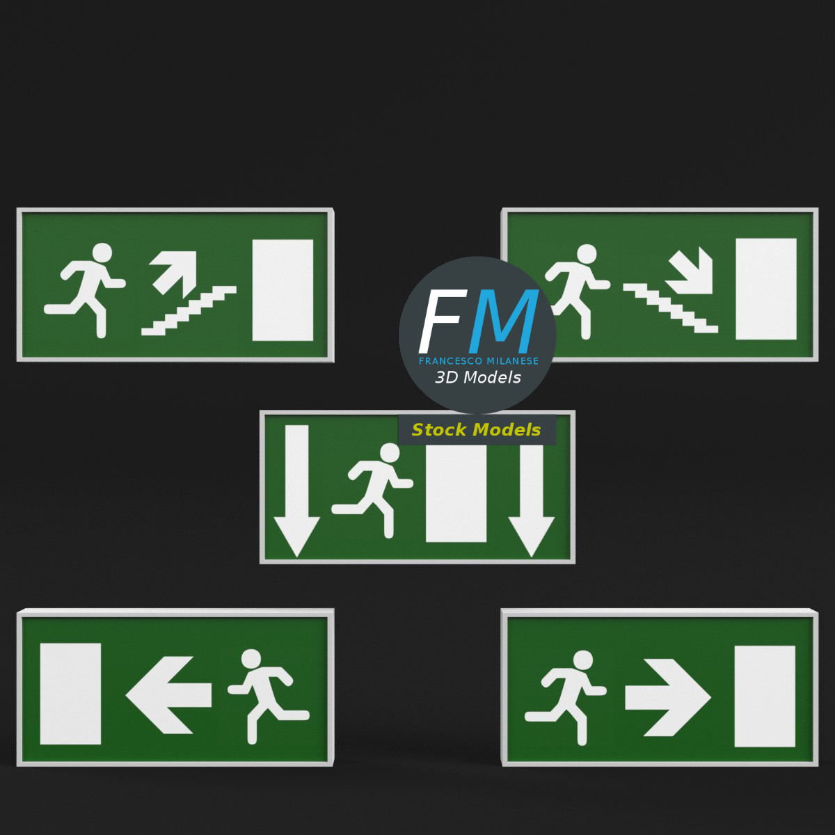 3D MODEL - Emergency exit signs