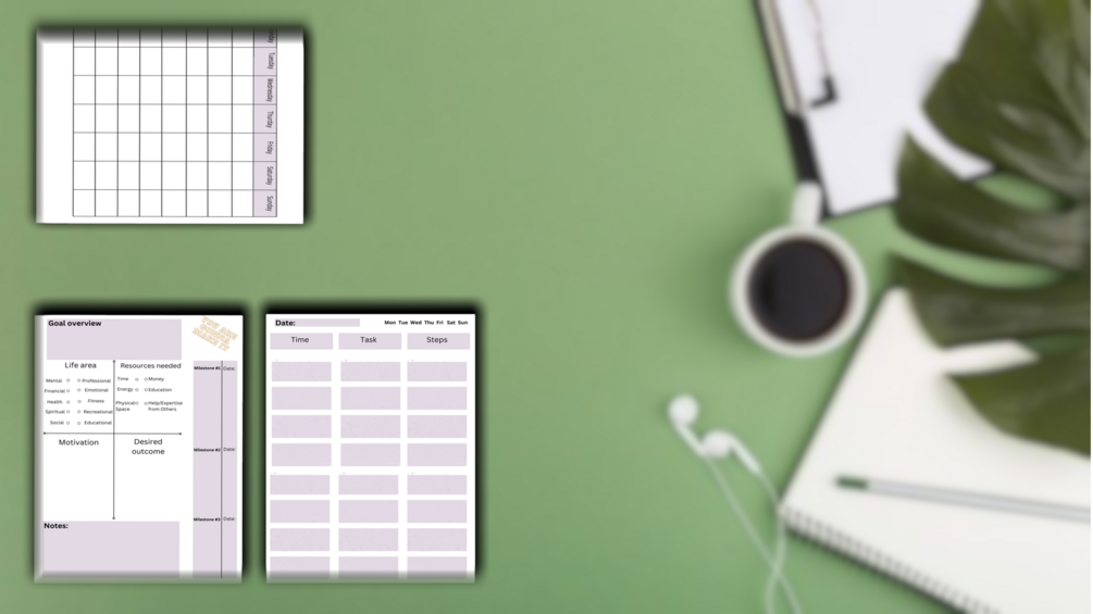 Printable Planner 3 Sheets Minimalist Productivity Digital Scheduler