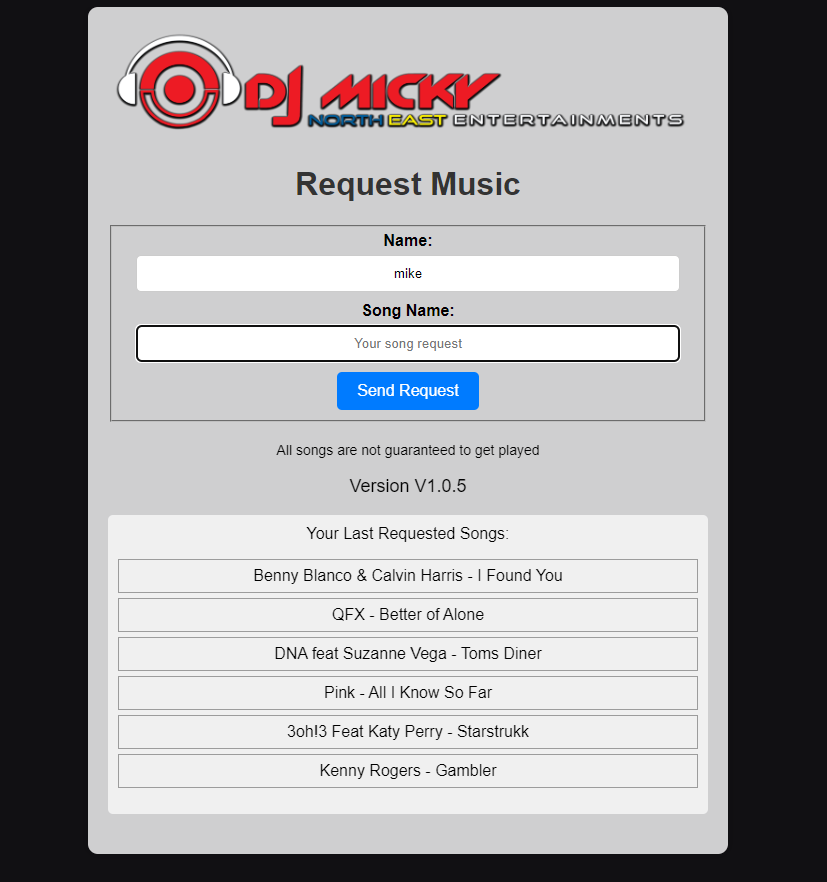 Virtual DJ Customised Ask The DJ Music Request