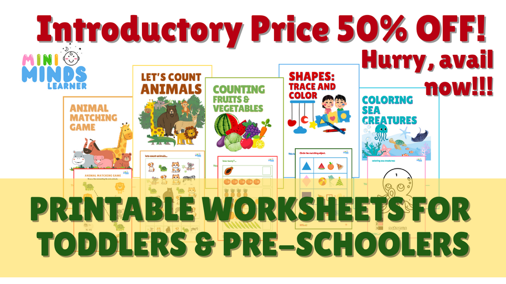 Mini Minds Learner-50+ pages Printable Worksheets for Toddlers & Pre ...