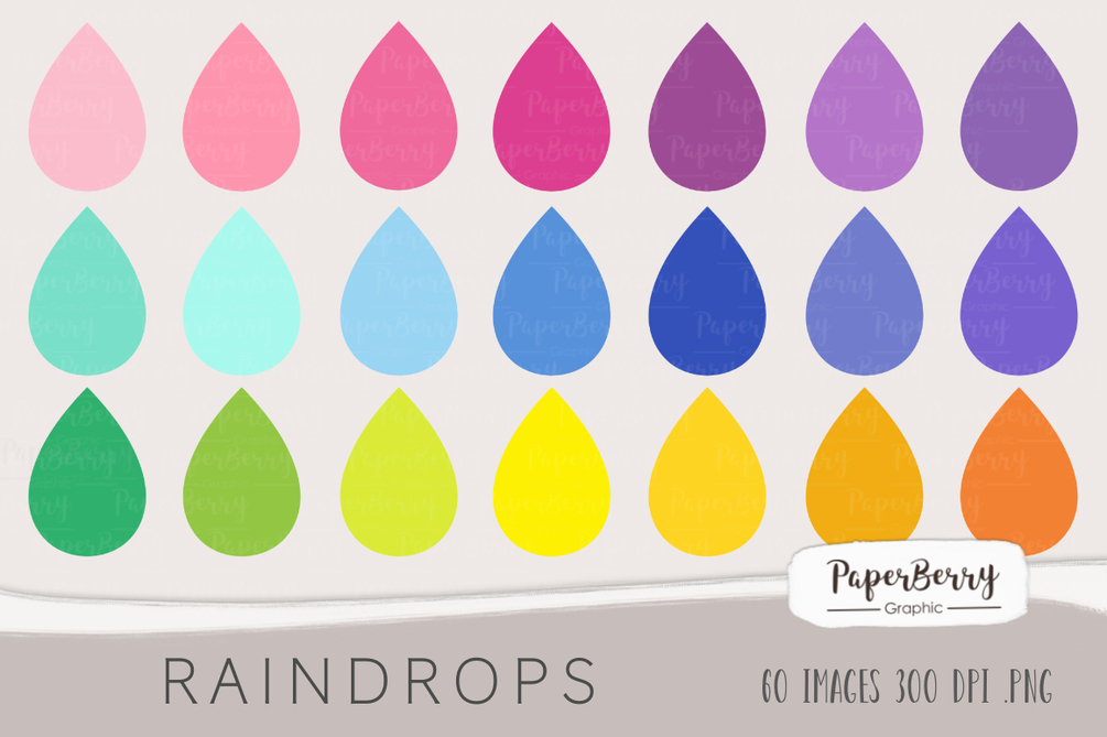 Water Drops, Raindrops Clipart Images, Blank 2D Shapes Template # Set 1