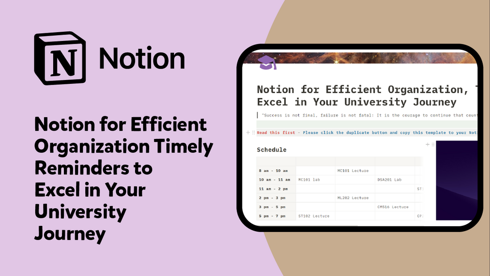 Notion For Efficient Organization Timely Reminders To Excel In Your University Journey
