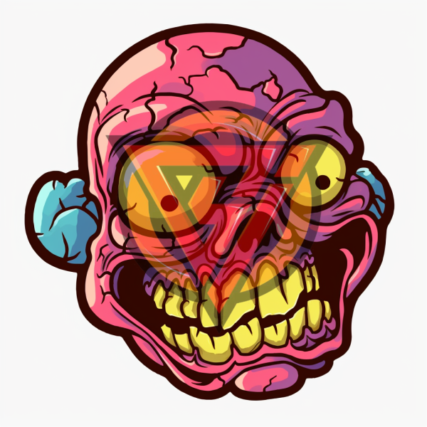 Insanity Rot: Maniacal Zombie Skull Digital Art