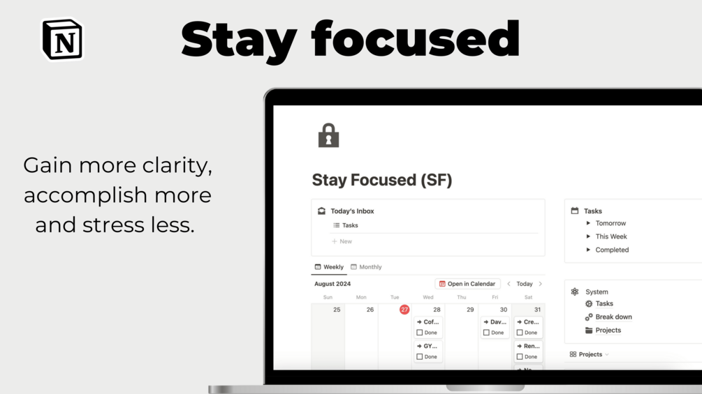 Stay Focused Notion Template