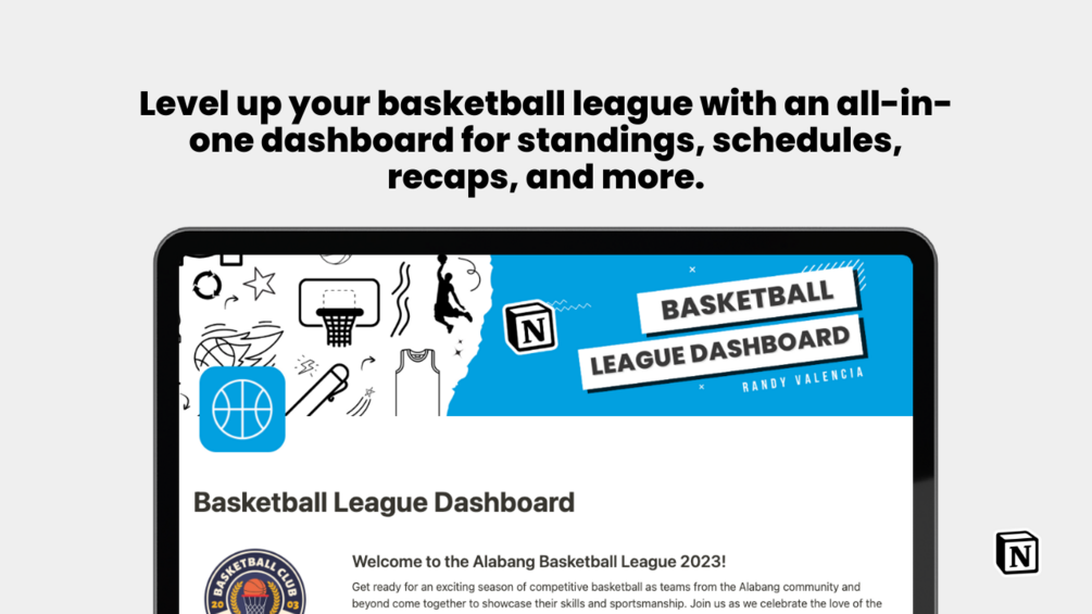 Basketball League Dashboard Notion Template