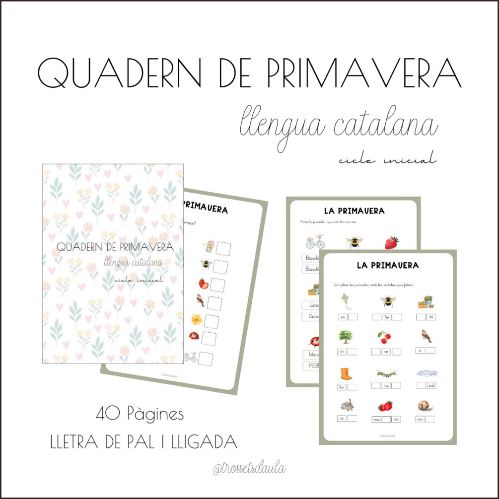 QUADERN LECTOESCRIPTURA DE PRIMAVERA (Ll. lligada i de pal)
