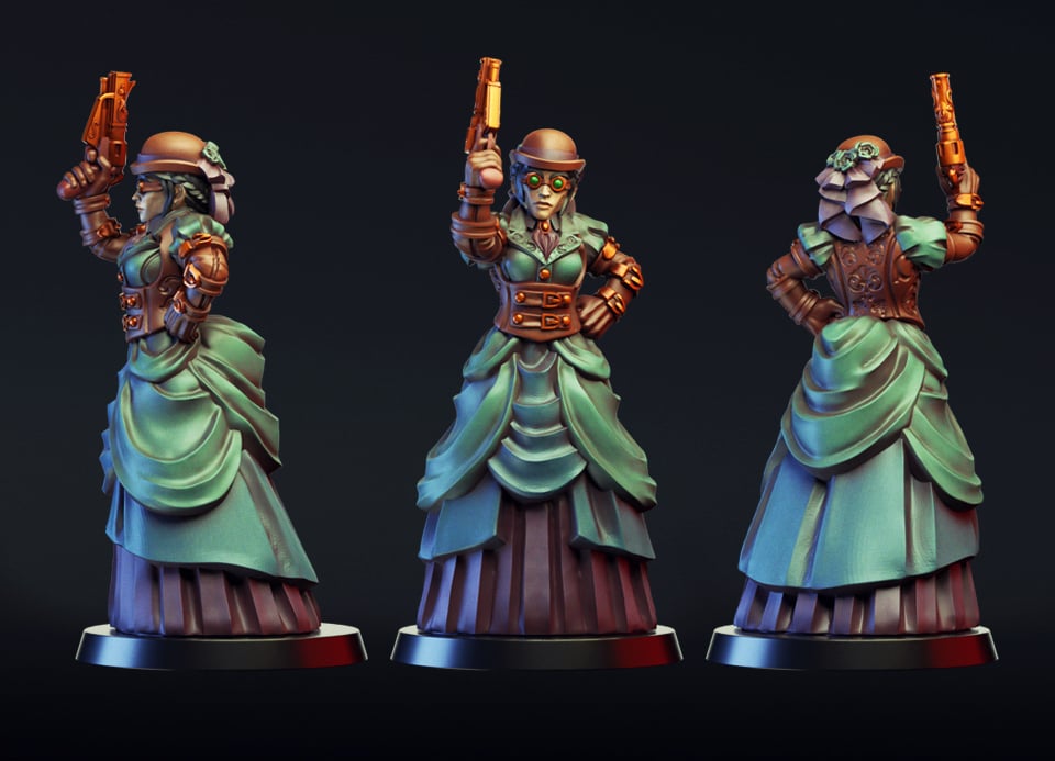 Tabletop miniature. Badass female spy, victorian lady