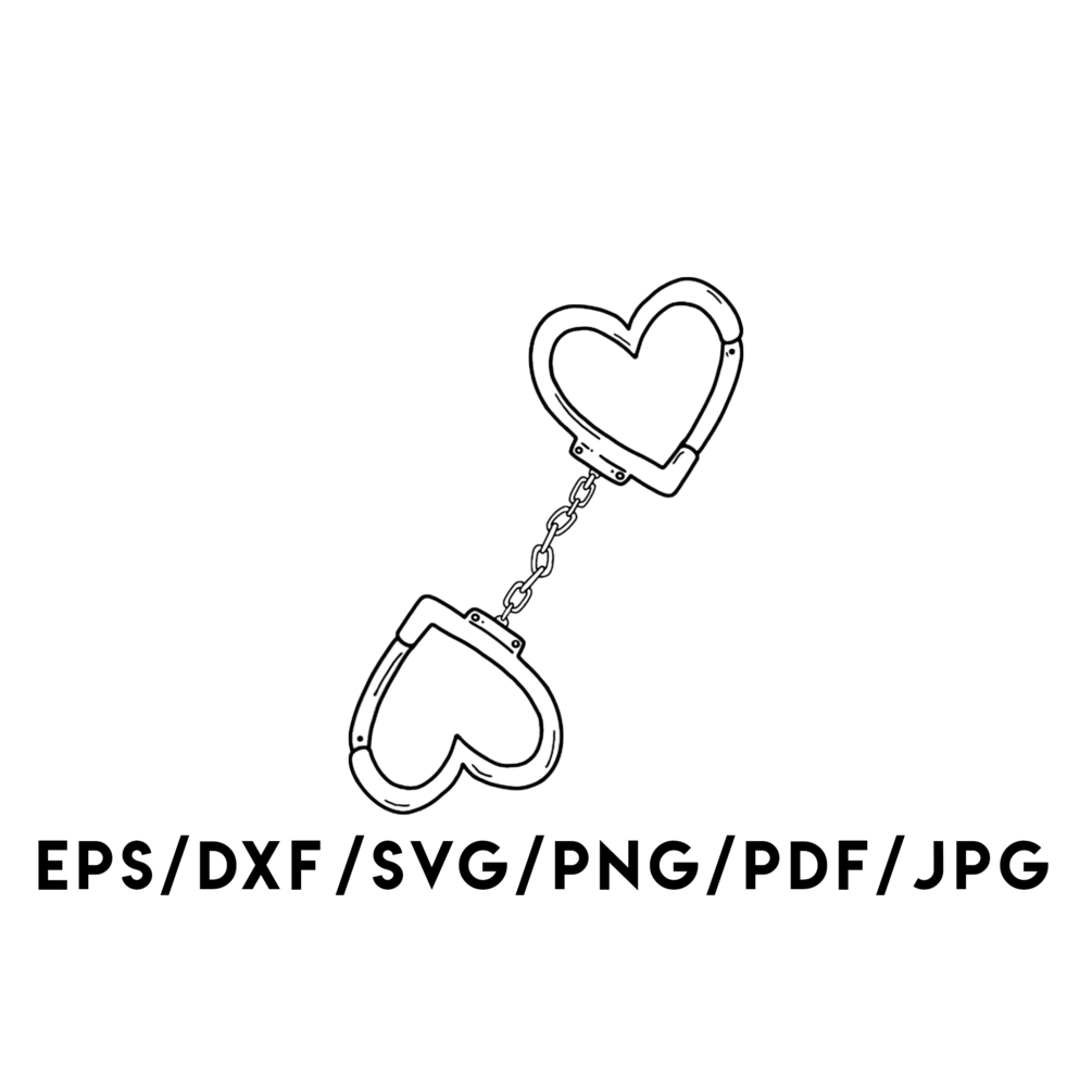 Heart Handcuffs Design Instant Download Svg, Eps, Dxf, Png, Pdf, Jpg ...