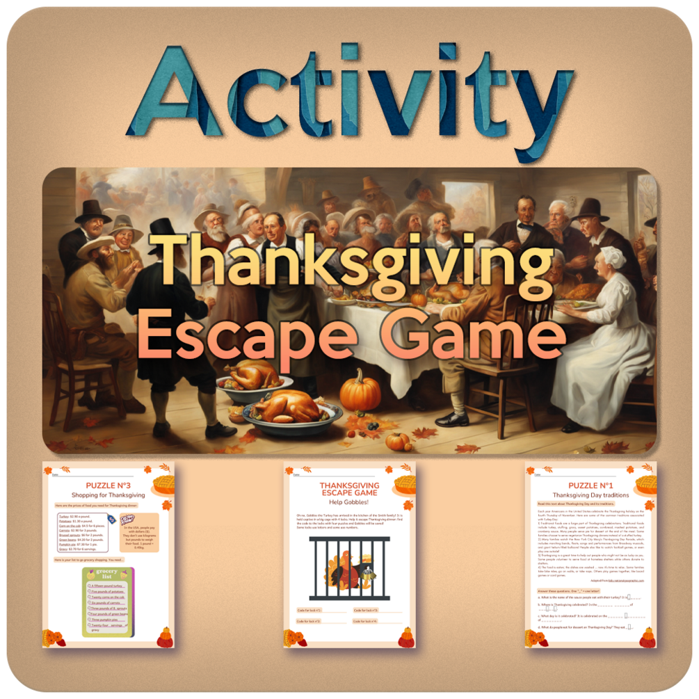 ACTIVITY for ESL learners: Thanksgiving Escape Game