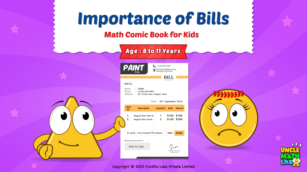 Importance of Bills : Math Comic Book 58 for Kids Aged 8 to 11