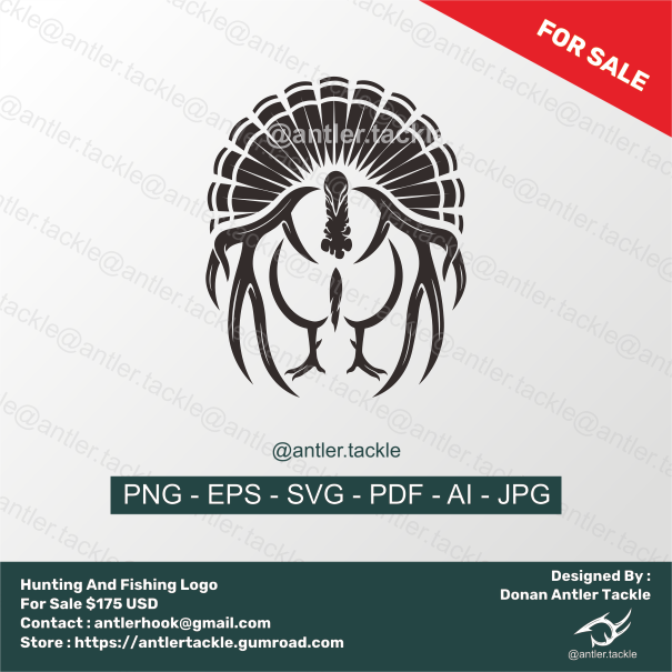 Turkey Deer Antler Hunting Logo Designed By Donan Antler Tackle