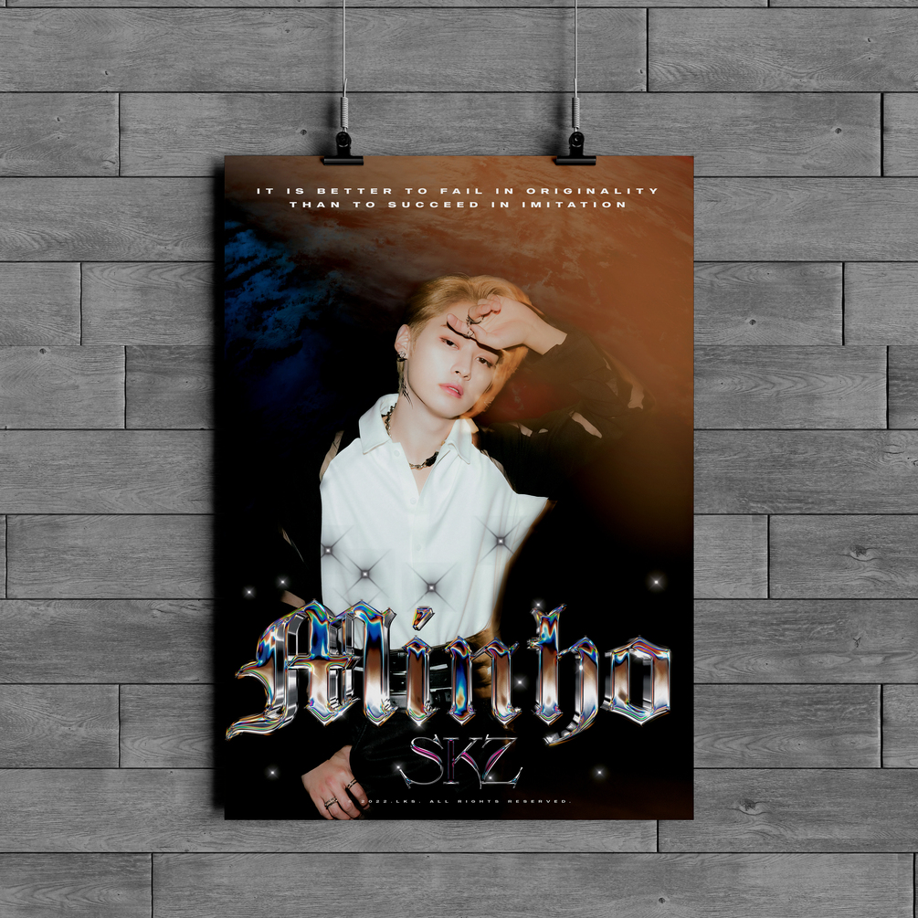 kpop poster with Minho from Straykids