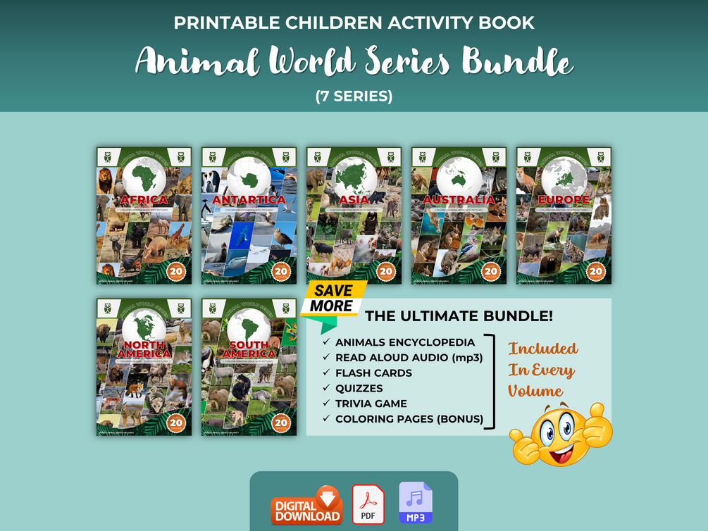 Printable Children Reading and Activity Book | Wildlife Animal World ...