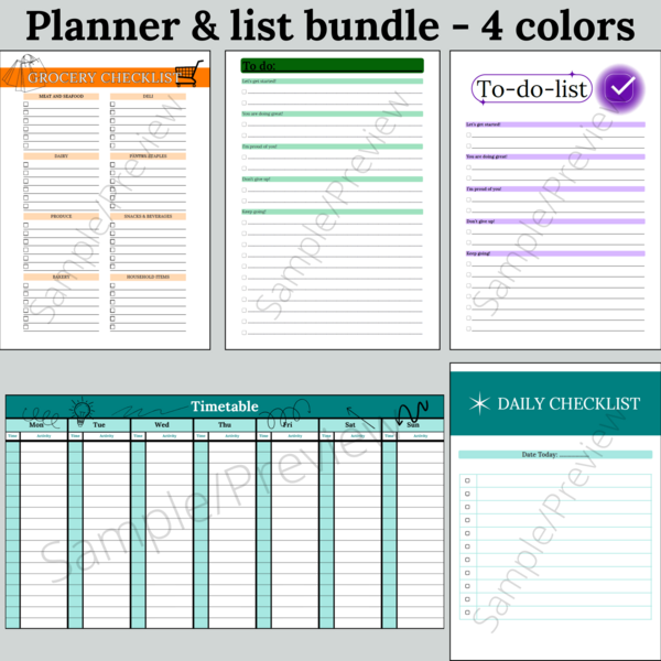 All-in-One Planner & List Pack – 3 Color Palettes