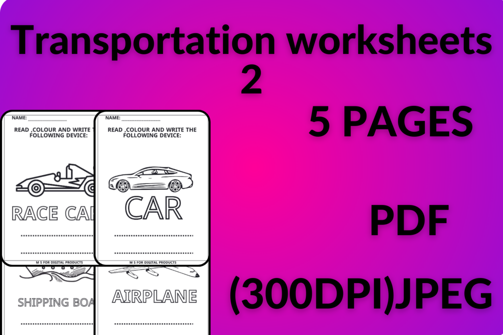 Transportation worksheets 2,coloring worksheets,freebies
