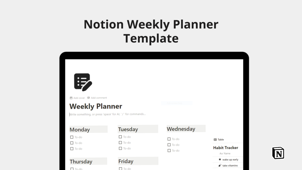 Notion Weekly Planner Template