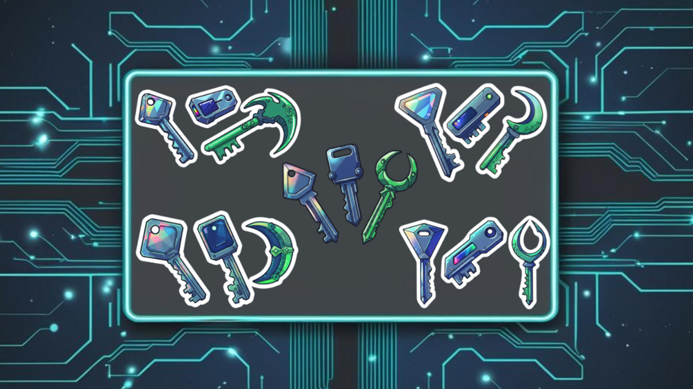 Futuristic Key Stickers – Unique Digital Sticker Pack for Crafting