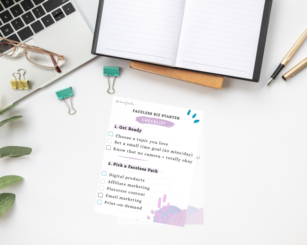 Faceless Business Starter Checklist for Moms