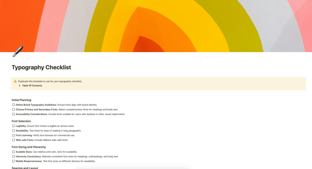 Notion - Typography Checklist Template