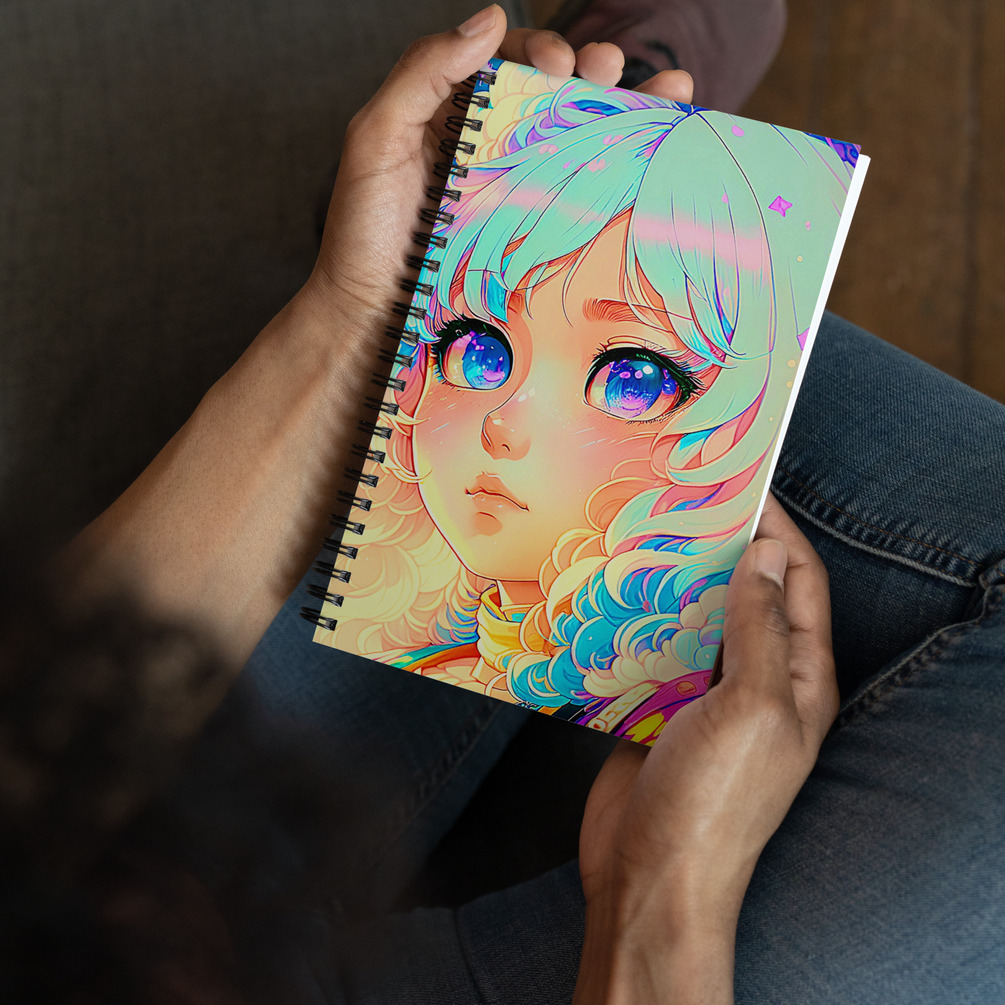 Spiral notebook - Portrait Of Young Anime Girl - 140 Pages - 5.25" X 8.25".