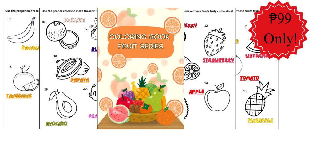 Digital Coloring Book for your Toddler (Printables) Fruit Series