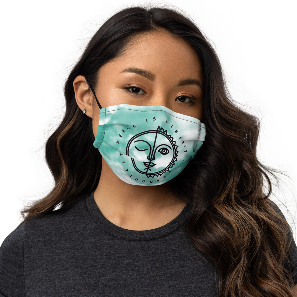 Peace is liberty turquoise face mask