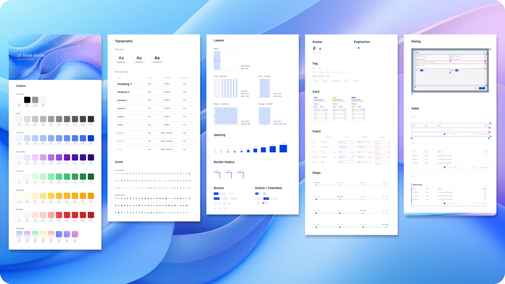 UI Style Guide Showcase Template – Figma Layout for Designers & Portfolios