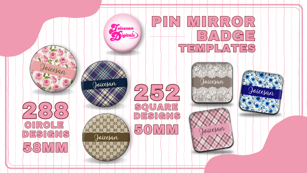 Pocket Pin/Mirror Badge (with Name) Templates