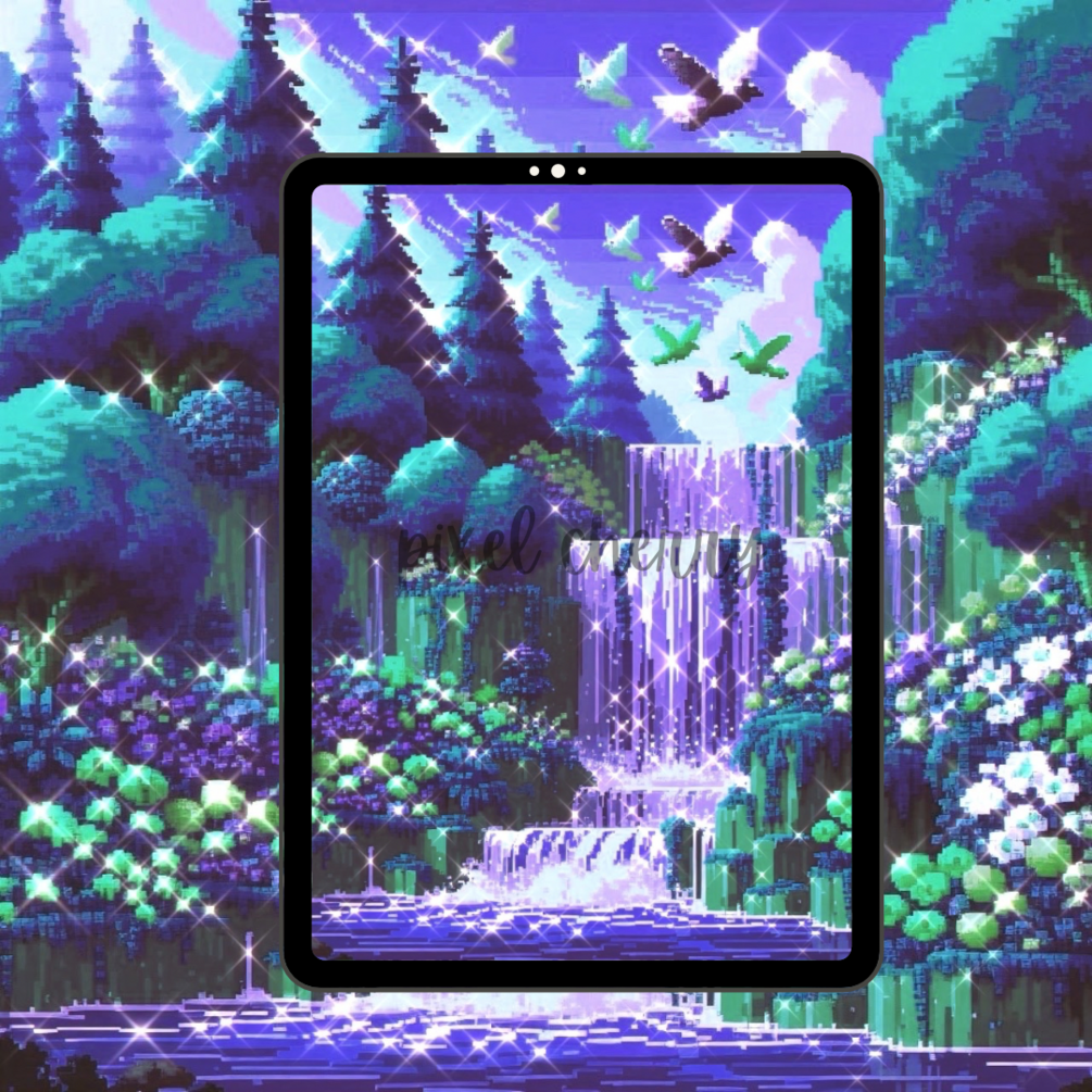 Pixel waterfall wallpaper