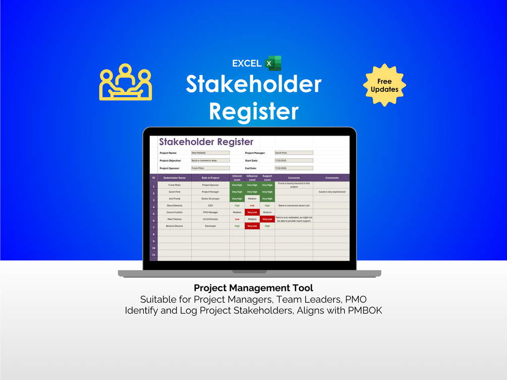 Stakeholder Register - Excel