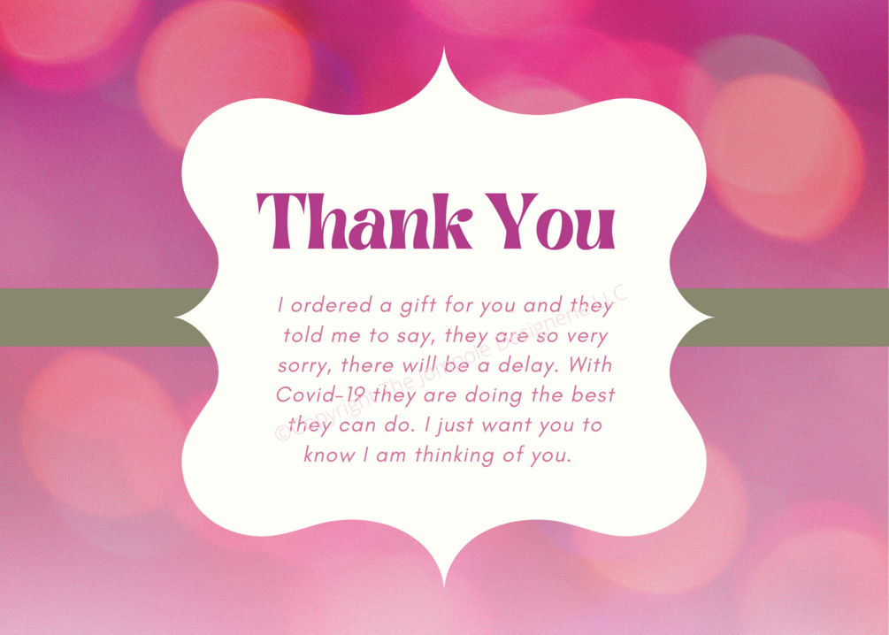Thank You Medallion Assorted Gift Delivery Delay Card (3 Color Variations)