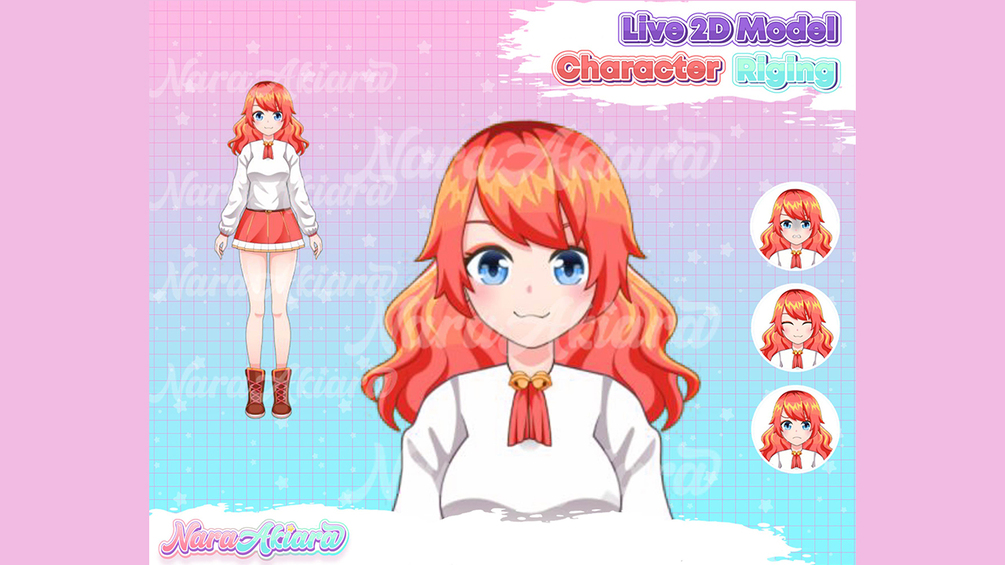 Vtuber Model and Rigging Anime Girl School Orange Premade, Live2d ready ...